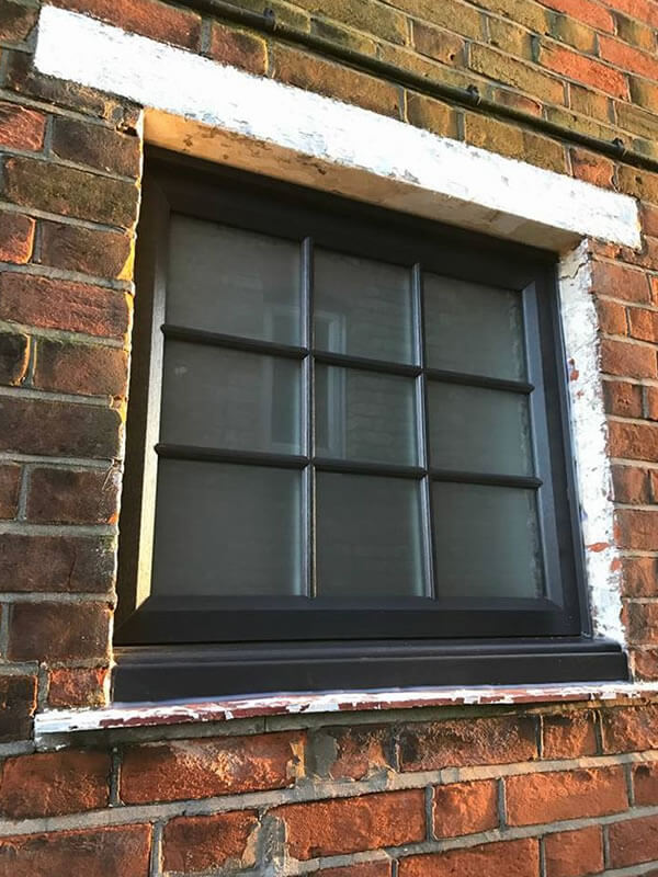 Old 70's timber frames upgraded to Anthracite grey on white upvc frames ...