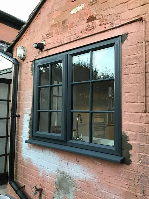 Old 70's timber frames upgraded to Anthracite grey on white upvc frames ...